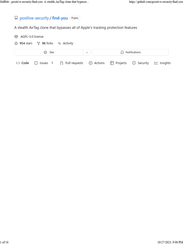 GitHub - Positive-Security - Find-You A Stealth AirTag Clone That Bypasses All of Apple's ...