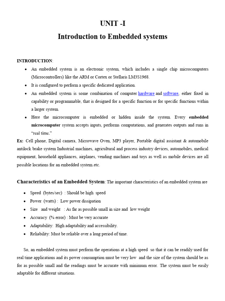 Unit 1 Notes Parrt 1 | Download Free PDF | Embedded System | Central ...