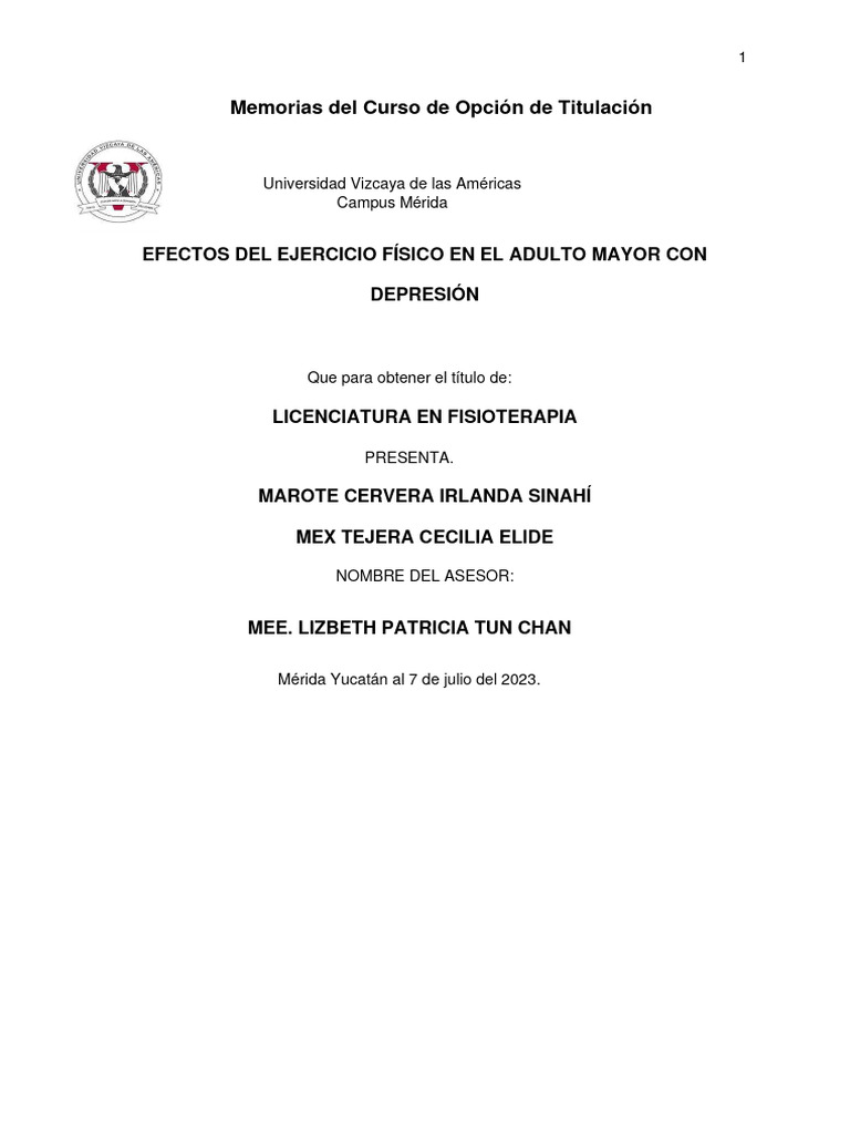 Marote Cervera Irlanda Sinahí - Mex Tejeda Cecilia Elide | PDF | Trastorno depresivo mayor | Vejez