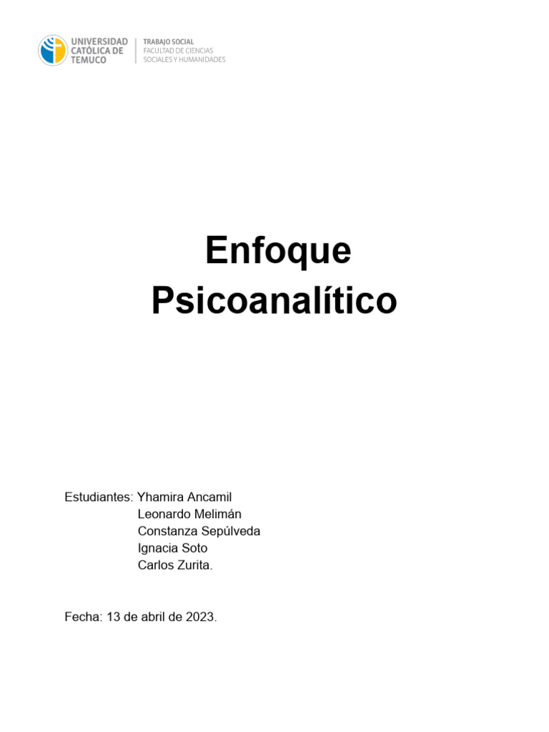 Enfoque Psicoanalítico | PDF | Psicoanálisis | Sigmund Freud