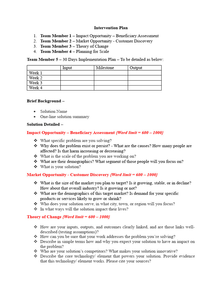 Final Intervention Plan | PDF