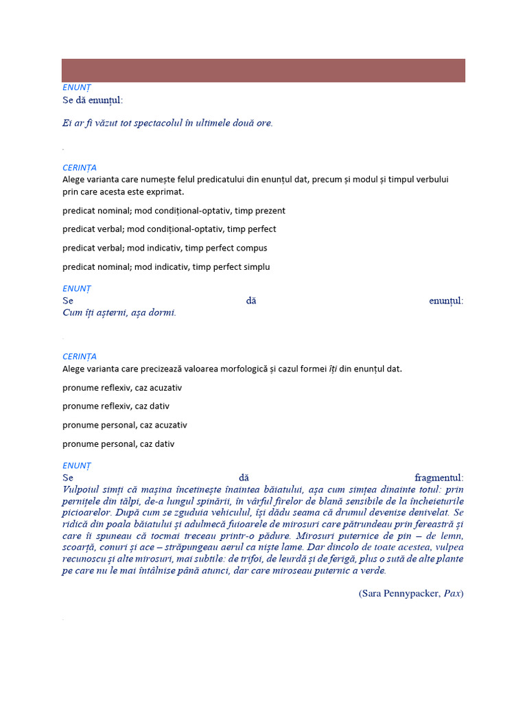 Model Test Brio Inițial | PDF