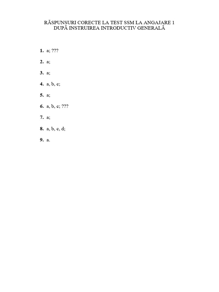 Test SSM La Angajare 1 - Raspunsuri | PDF
