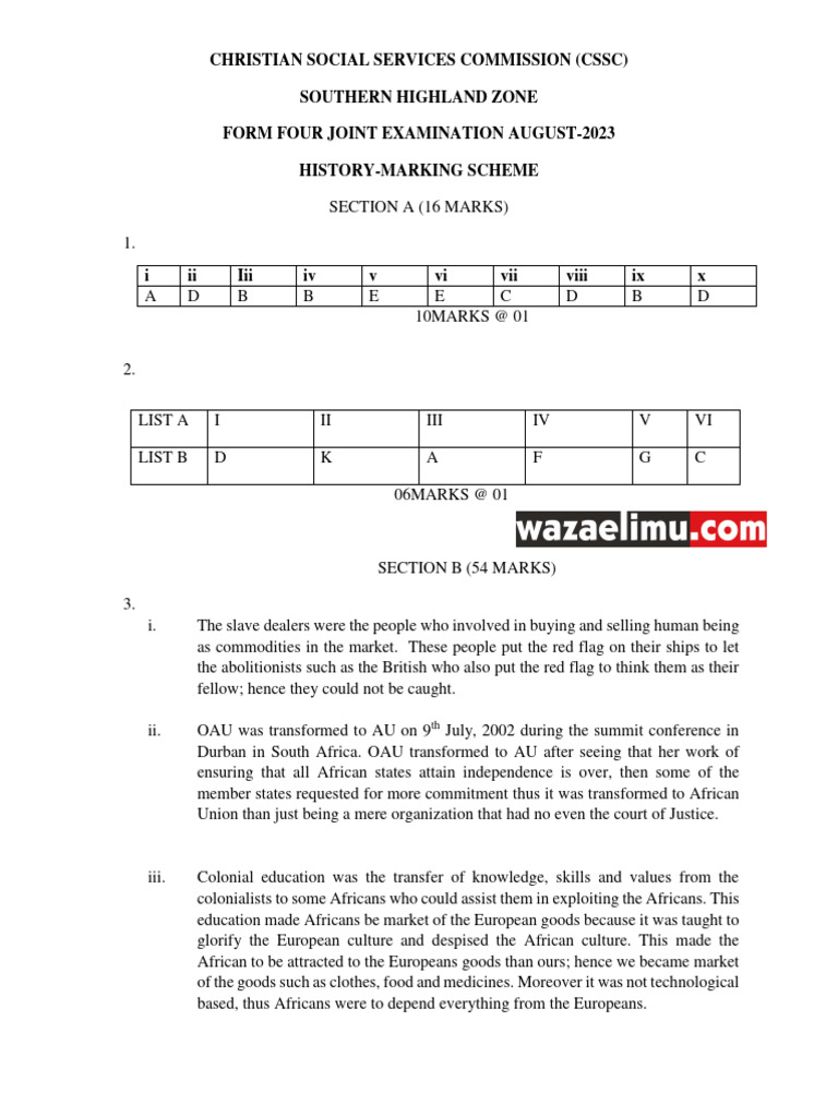 HISTORY F4 MARKING. 1 P | PDF | Africa | Colonialism