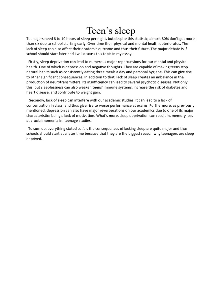 Teens Sleep | PDF | Self-Improvement