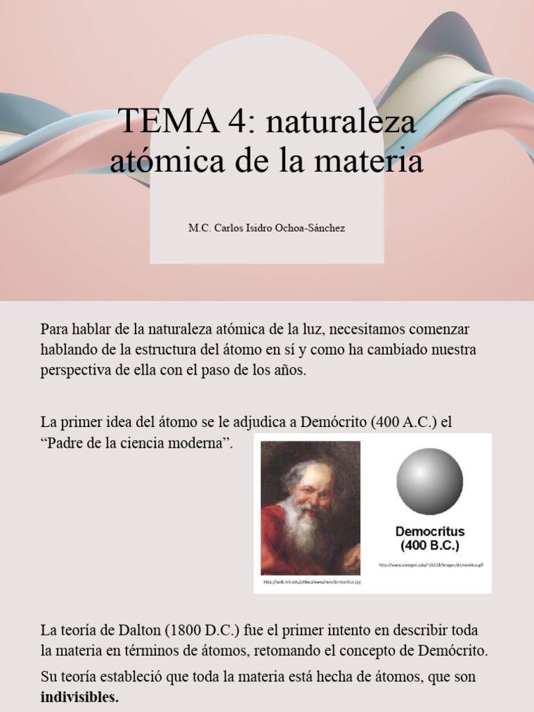 TEMA 4 Naturaleza Atómica de La Materia | PDF | Átomos | Electrón