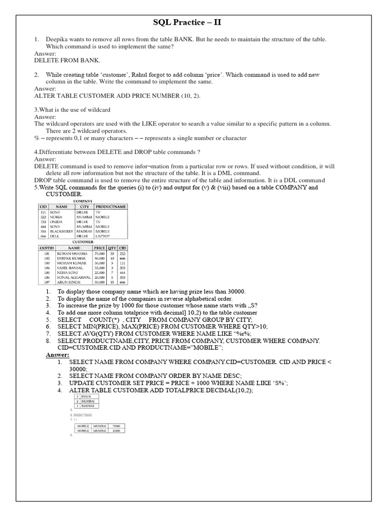 Class Revision Sql Ii Pdf
