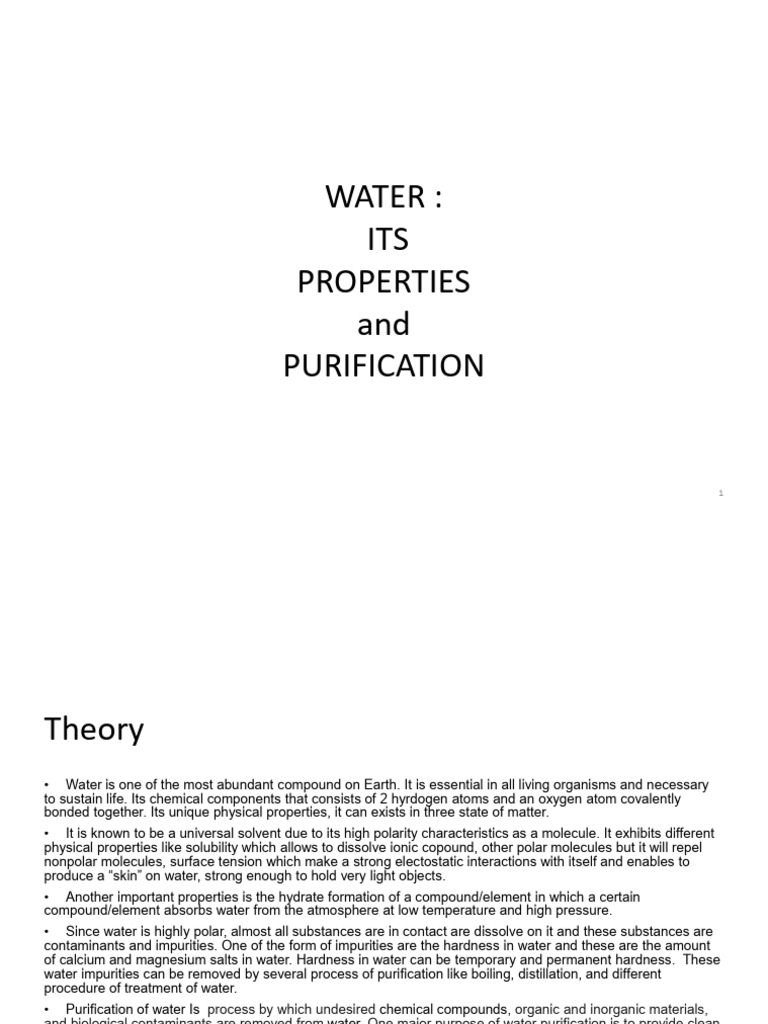 Act. 10 Water Its Properties and Purification | PDF | Water Purification | Water