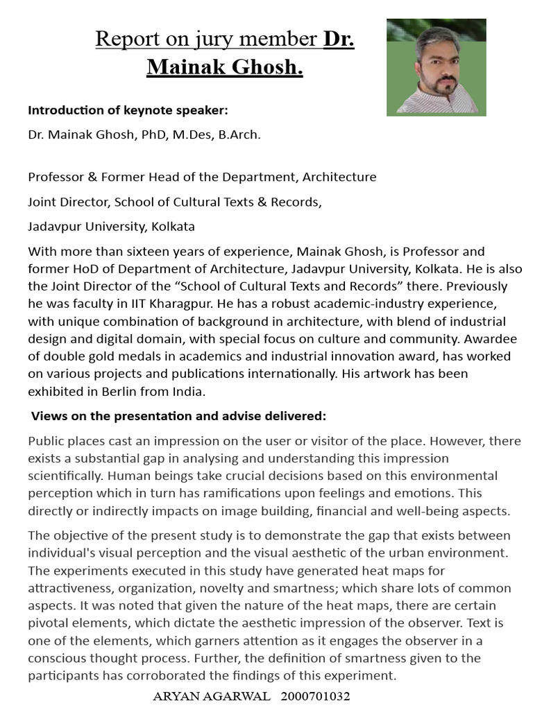 Dr. Mainak Ghosh: Urban Aesthetics Study | PDF | Art