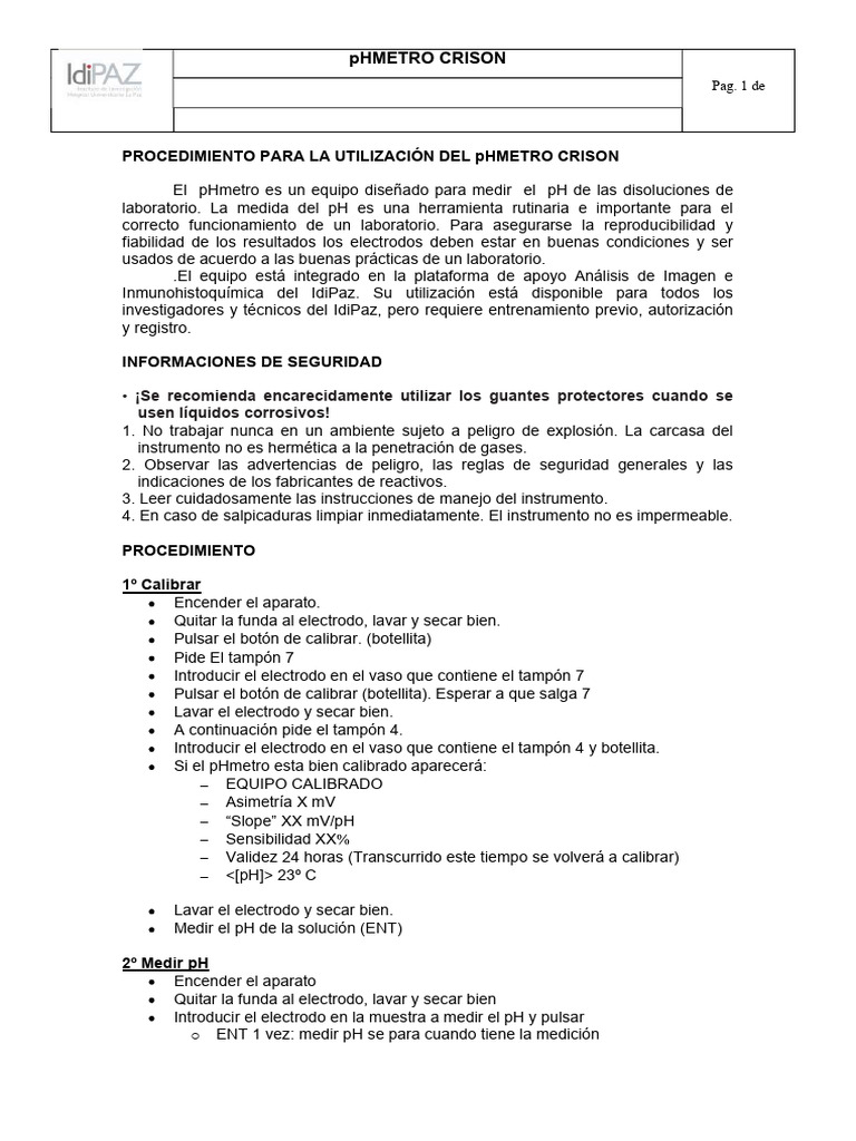 PNT Phmetro Crison | PDF | Ph | Laboratorios