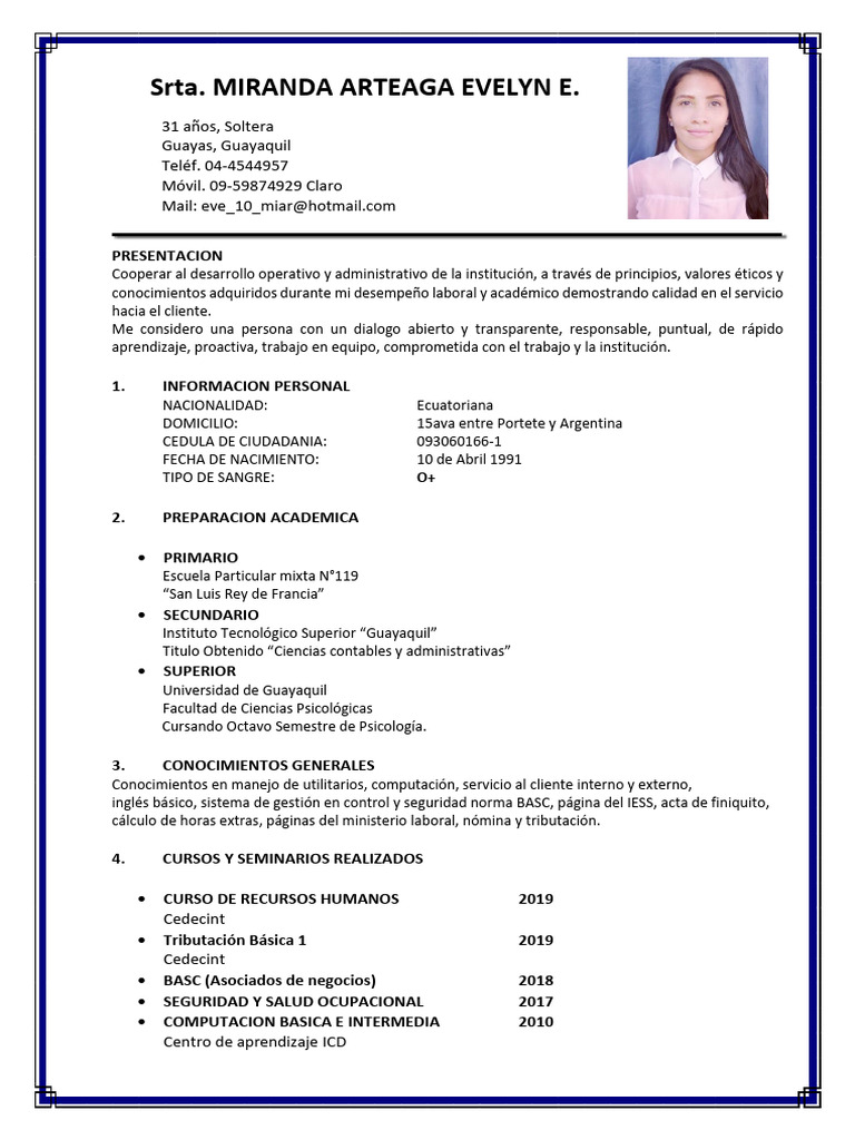 Curriculum Vitae Miranda Evelyn | PDF | Business | Economias