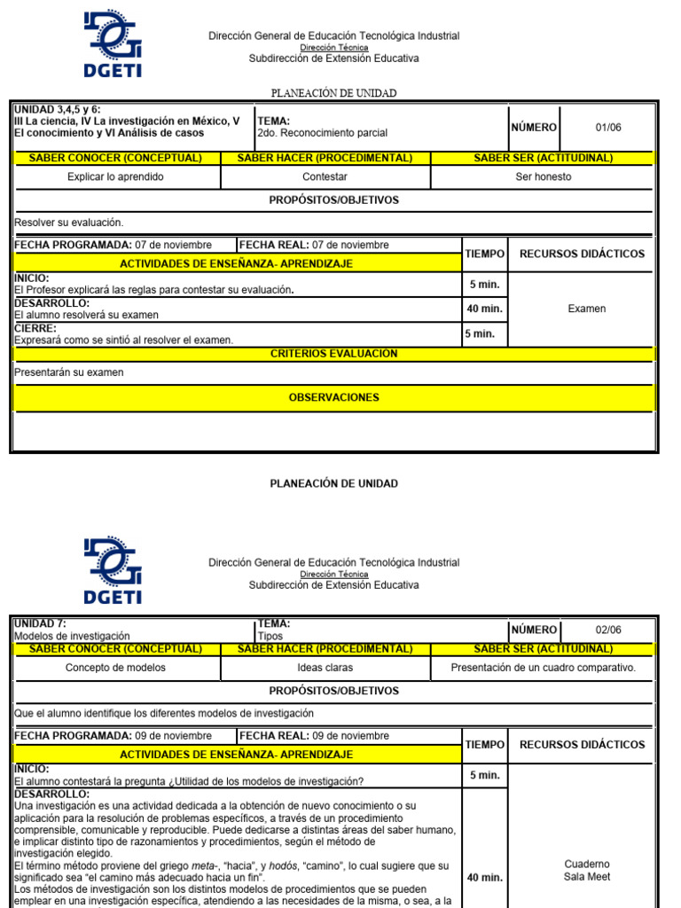 6ta. PLANEACION METODOS DGETI 22-23 | PDF | Razonamiento deductivo ...