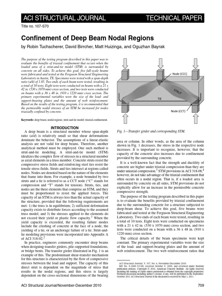 2010 Confinement of Deep Beam Nodal Regions | PDF | Strength Of ...