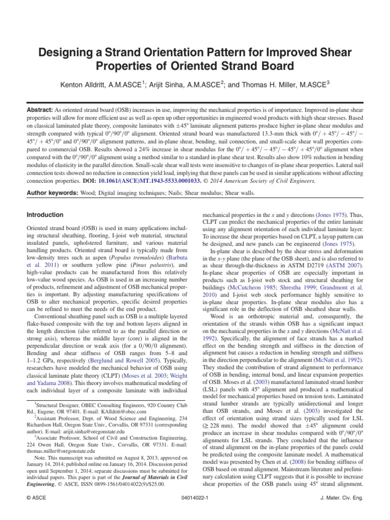 Designing A Strand Orientation Pattern For Improved Shear Properties of ...