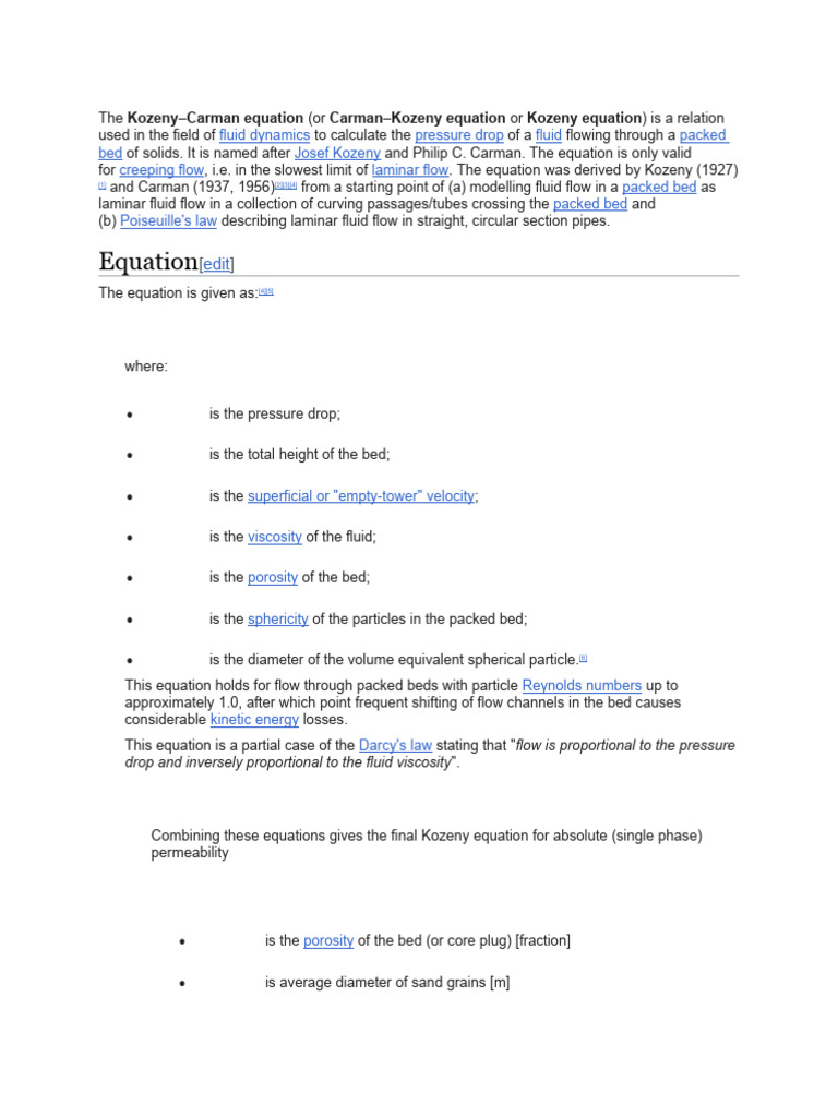Kozeny Karman Equation | PDF | Chemical Engineering | Gas Technologies
