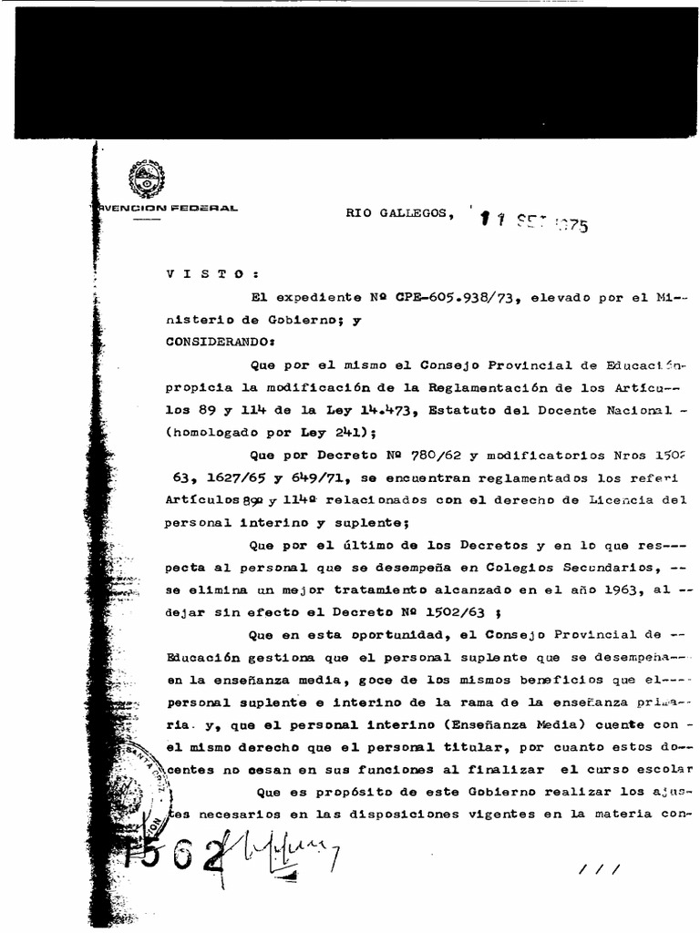 Decreto 1562-75 Antig para Uso de Licencias | PDF