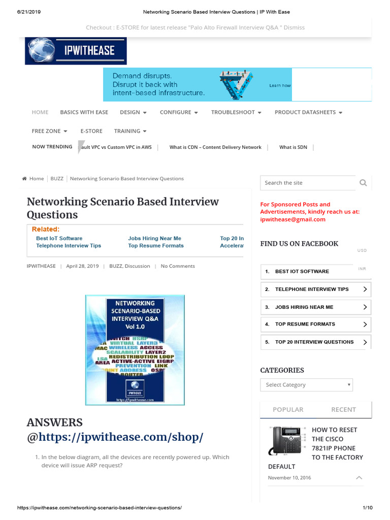 Networking Scenario Based Interview Questions - IP With Ease | PDF ...