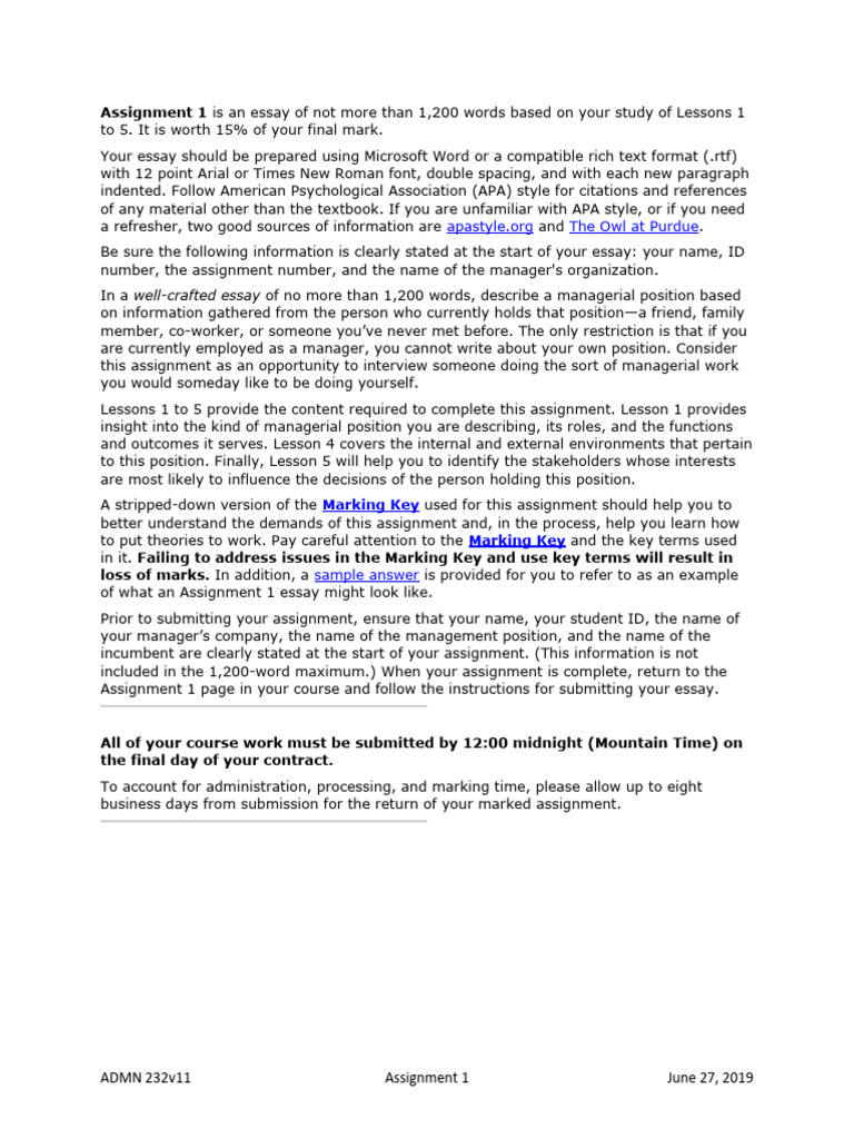 ADMN 232 v11 Assignment1 | PDF | Business