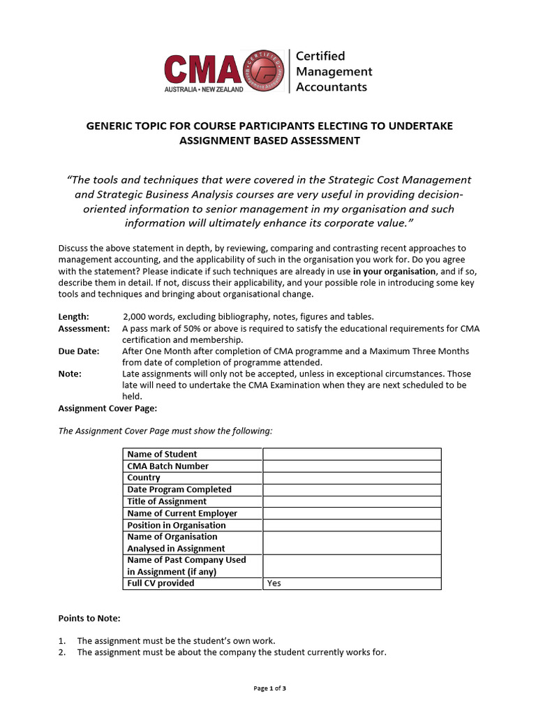 Generic Assignment For 10 Year Rule Attendees-2023 | PDF | Plagiarism | Management Accounting