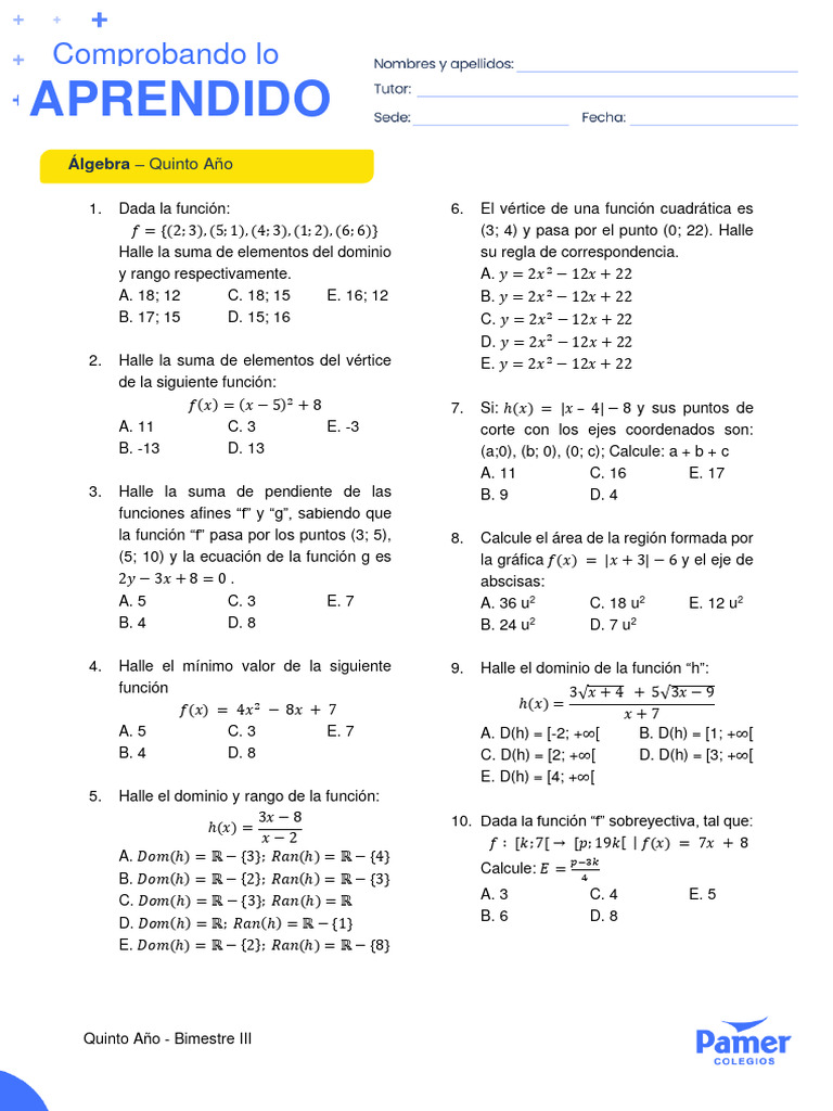 Ca - Sem7 - S5 - Alg - Iii Bim | PDF | Función (Matemáticas) | Álgebra