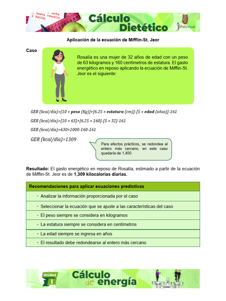 Aplicación de La Ecuación de Mifflin-St. Jeor | PDF