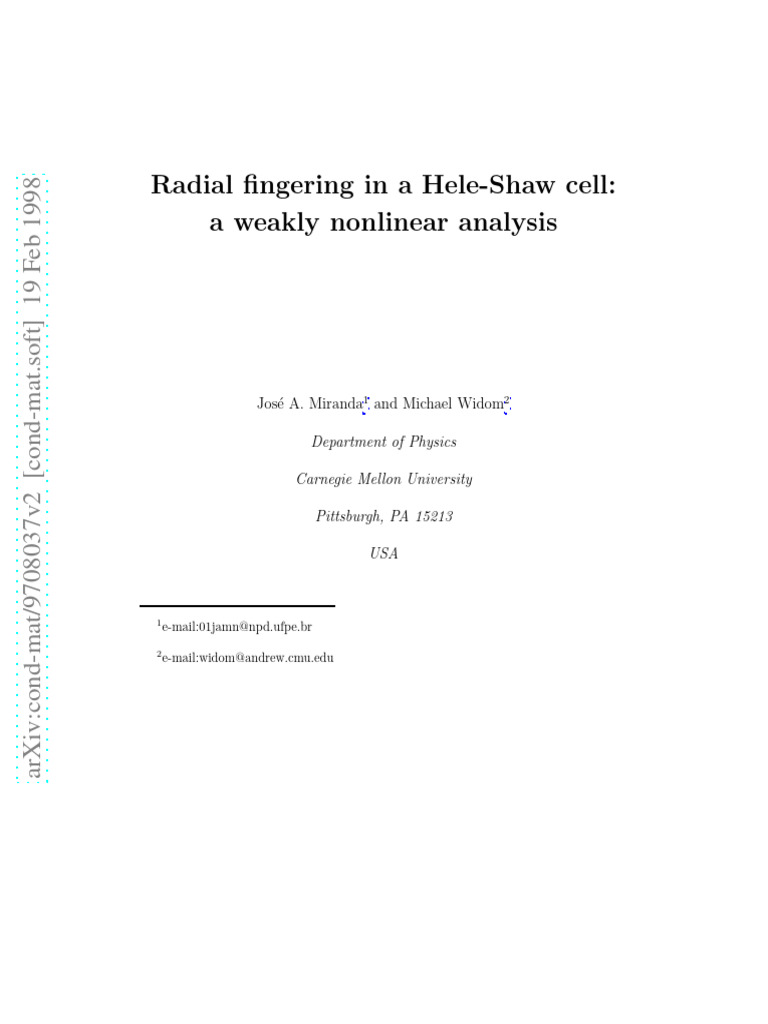 J. A. Miranda and M. Widom - Radial Fingering in A Hele-Shaw Cell - A ...
