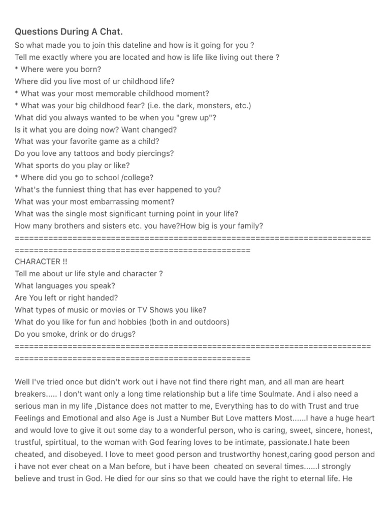 Questions During A Chat. | PDF