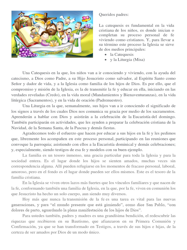Carta Inicio de Catequesis Confirmacion 2022-2023 | PDF | eucaristía ...