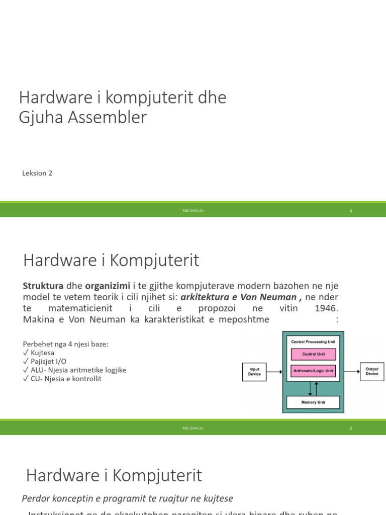 Leksion 2-Hardware Dhe Gjuha Assembler | PDF