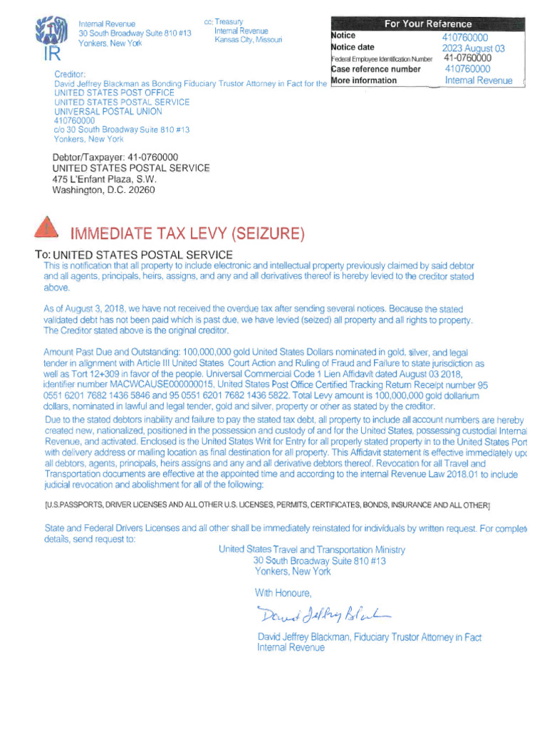 United States Post Office Bond With Levy | PDF