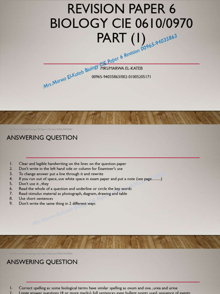 Paper 6 Biology Mrs - Marwa El-Kateb | PDF