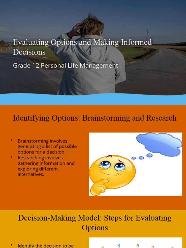Evaluating Options and Making Informed Decisions | PDF
