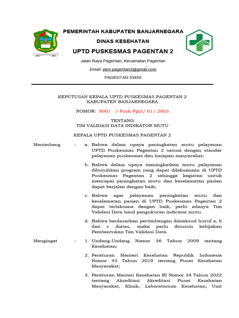 5.1.3 SK Tim Validasi Data | PDF