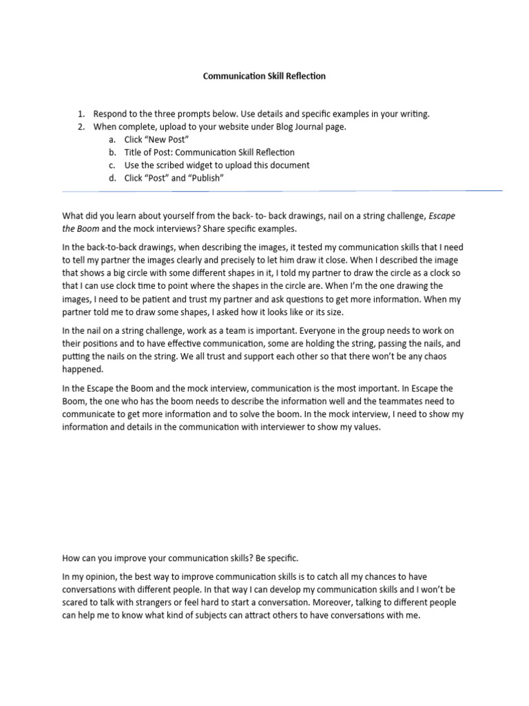 Communication Activity Reflection | PDF | Communication | Conversation