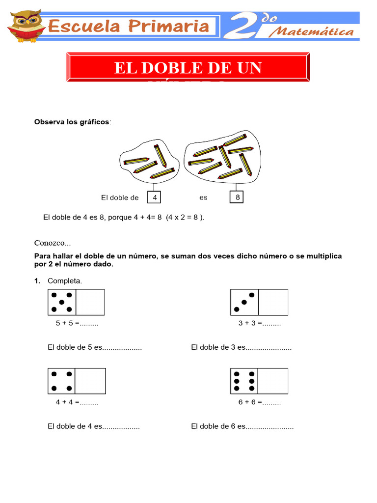 El Doble de Un Numero para Segundo de Primaria | PDF