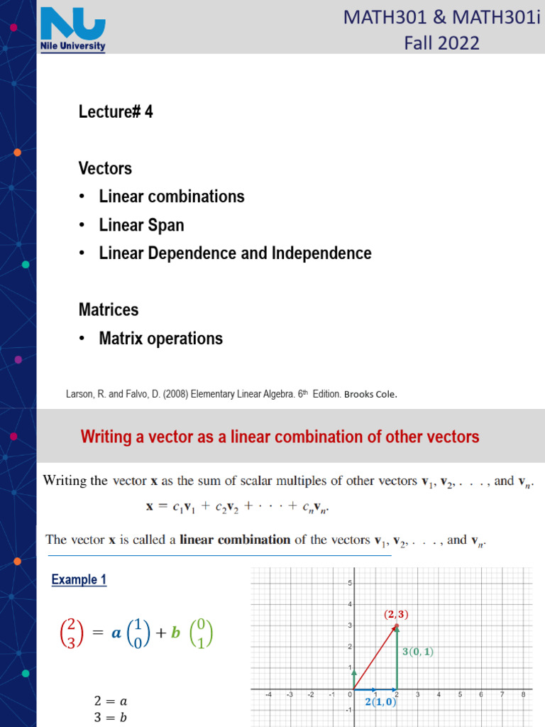 Lec - 4 Vectors-Matrices | PDF | Matrix (Mathematics) | Linear Map