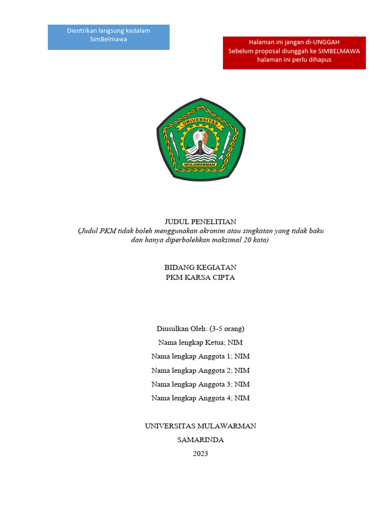 TEMPLATE-PROPOSAL-PKM-KC (Tugas UTS) | PDF