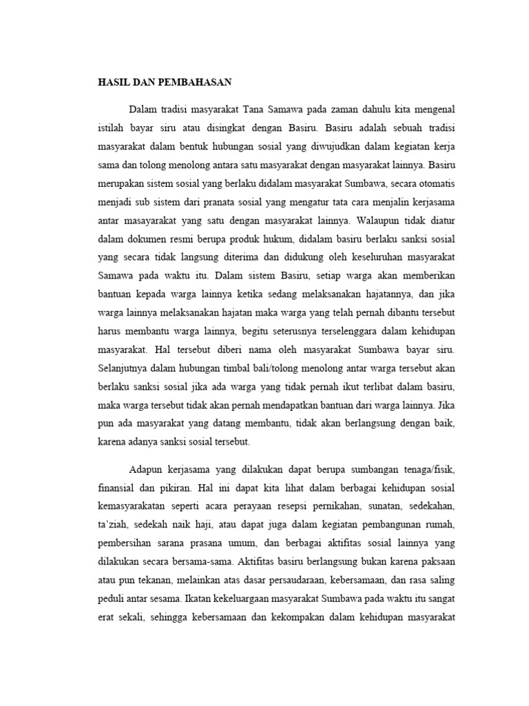 Tradisi Basiru: Gotong Royong Sumbawa | PDF