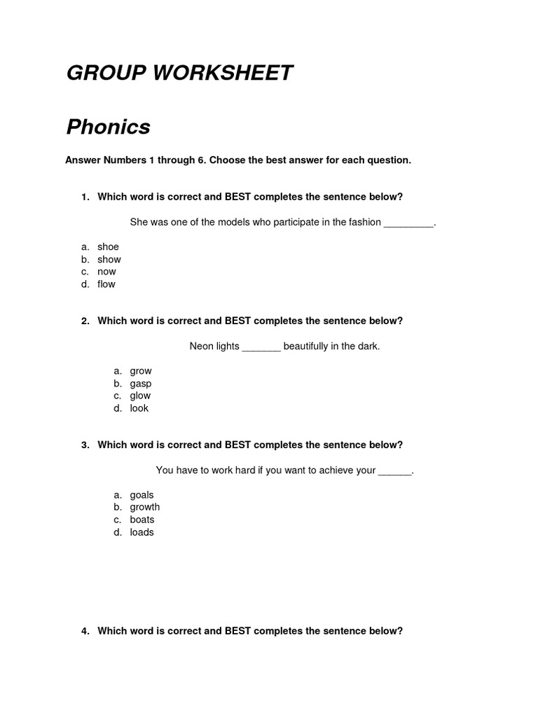 Group Worksheet | PDF | Language Arts & Discipline