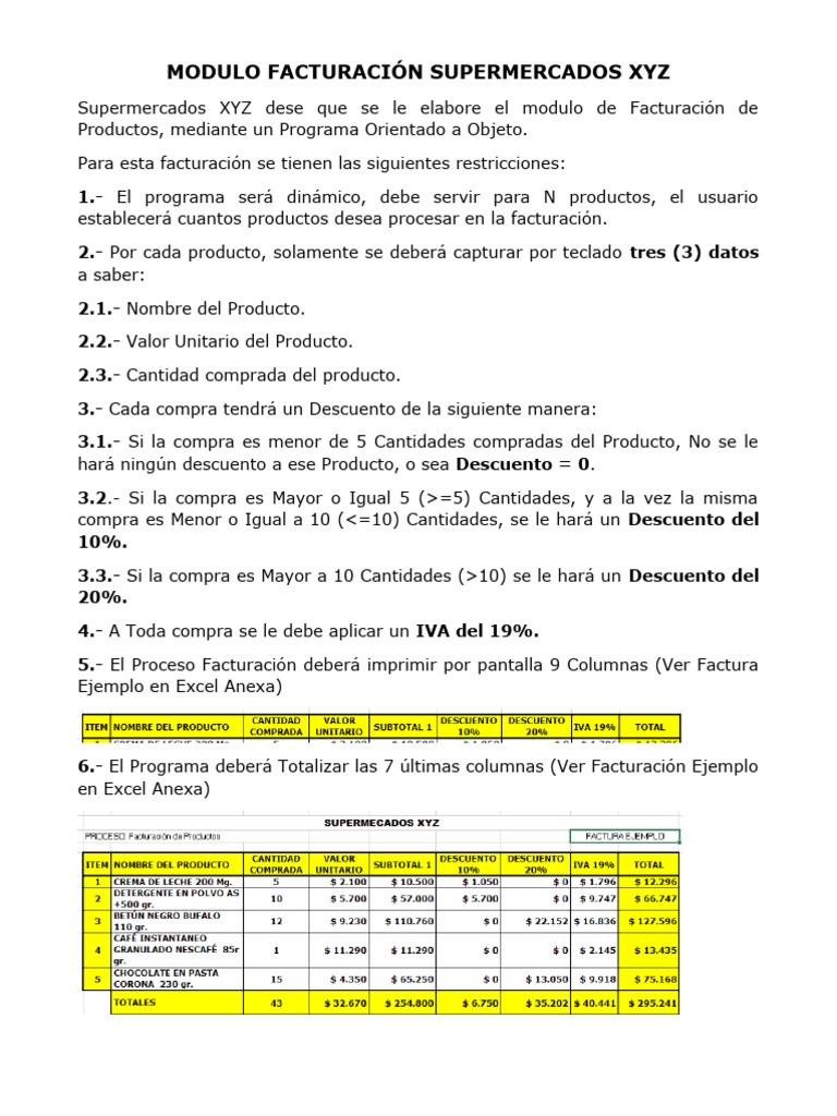 SEGUNDO PARCIAL - Modulo Facturacion Supermercados XYZ | PDF