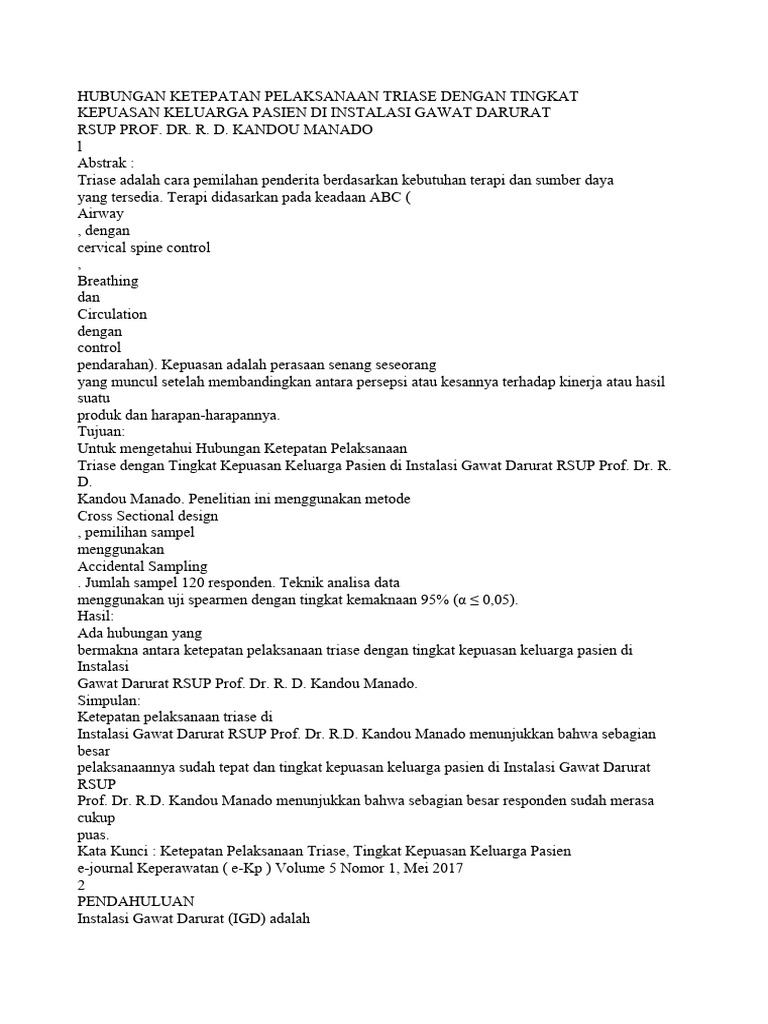 Hubungan Ketepatan Pelaksanaan Triase Dengan Tingk | PDF | Pengembangan ...