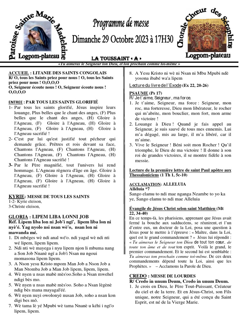 La Toussaint Annee A CCS | PDF