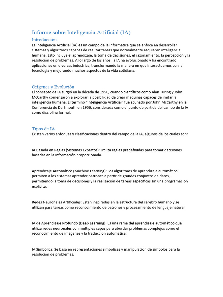 Informe IA | Descargar gratis PDF | Inteligencia artificial ...