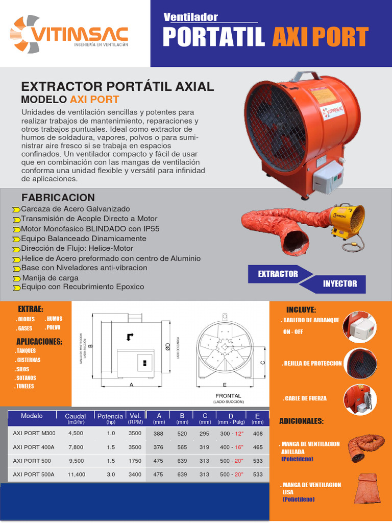 Extractor Portátil AXI PORT: Ficha Técnica | PDF | Ventilación ...