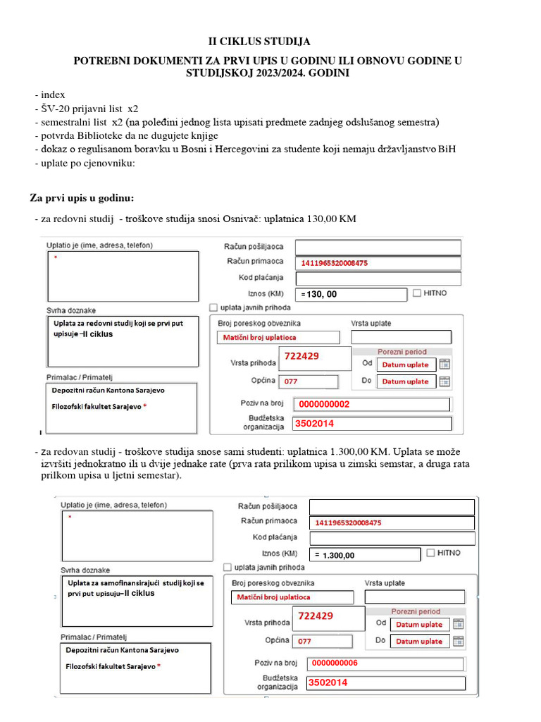 Dokumenti Za Upis II Ciklus Studija 2023 2024 | PDF