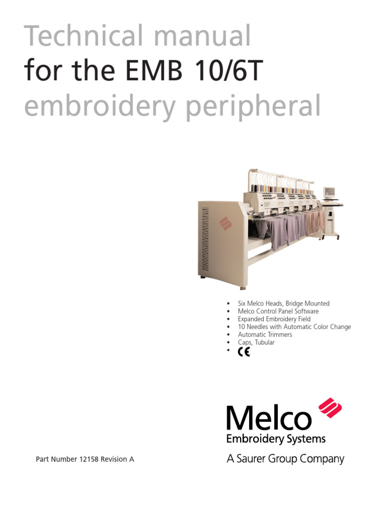 For The EMB 10/6T: Technical Manual Embroidery Peripheral | PDF