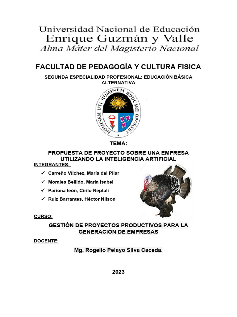 Proyecto Productivo de Pavos 2023 | PDF | Carne | Presupuesto