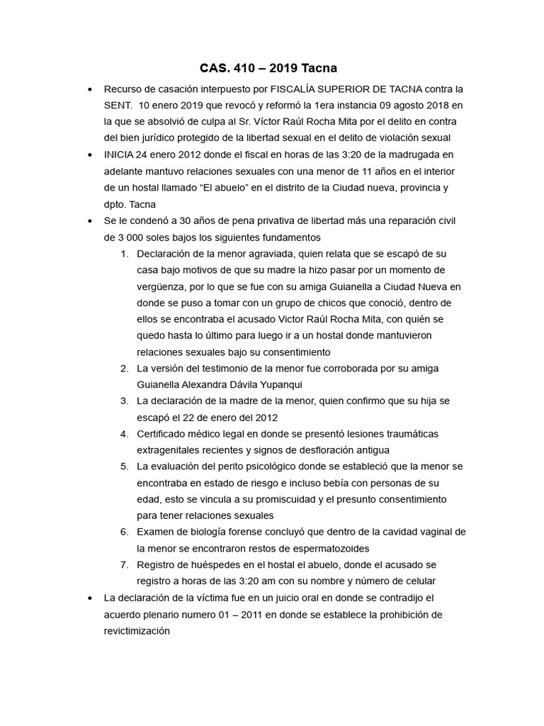 Cas. 410 - 2019 Tacna Resumen | PDF