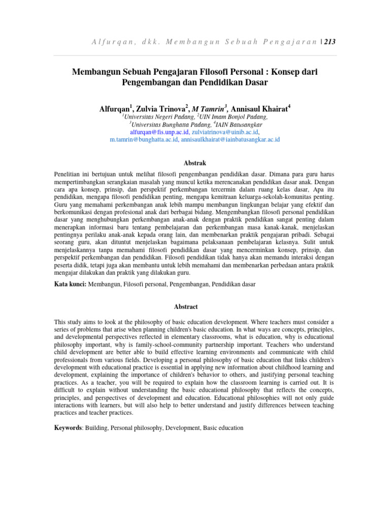 Membangun Sebuah Pengajaran Filosofi Personal: Konsep Dari Pengembangan ...