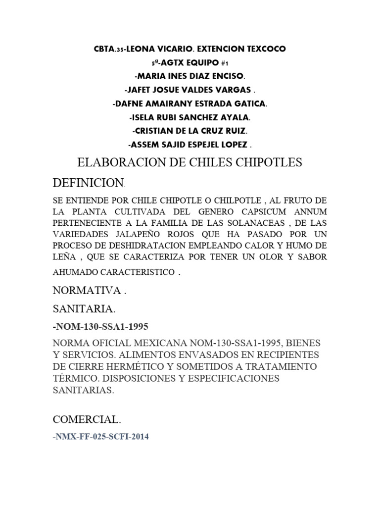 Practica de Chile Chipotle | PDF